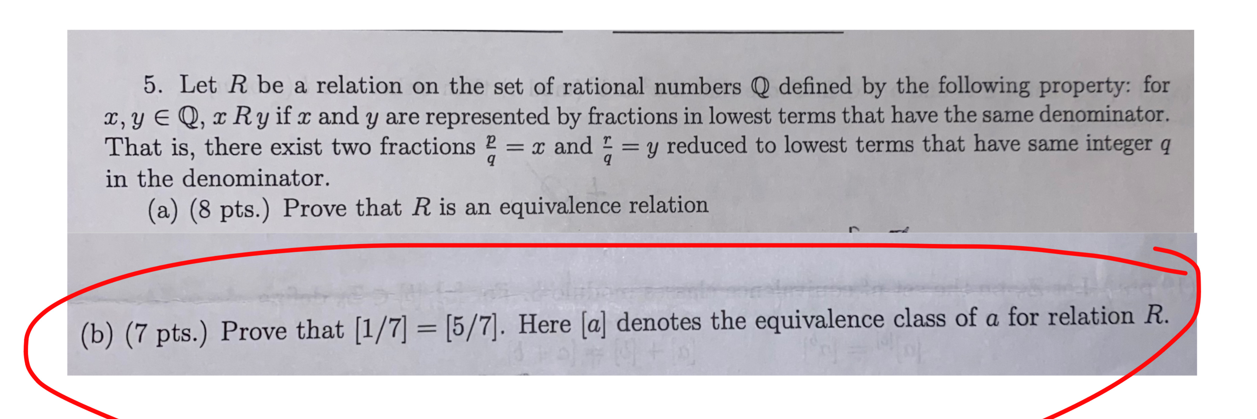 Solved ONLY PART B(b) ﻿ pts.) ﻿Prove that [17]=[57]. ﻿Here a | Chegg.com