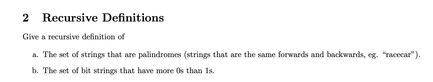 2 ﻿Recursive DefinitionsGive a recursive definition | Chegg.com
