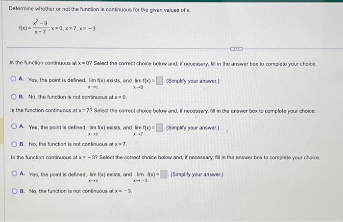 Solved Determine whether or not the function is continuous | Chegg.com