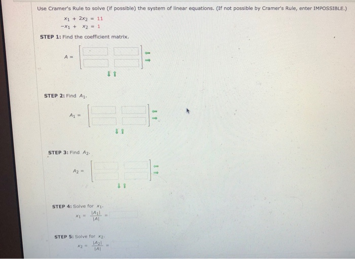 Solved Use Cramer's Rule to solve (if possible) the system | Chegg.com Solved Use Cramer's Rule to solve (if possible) the system | Chegg.com