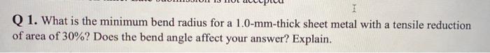 Solved I Q 1. What is the minimum bend radius for a | Chegg.com