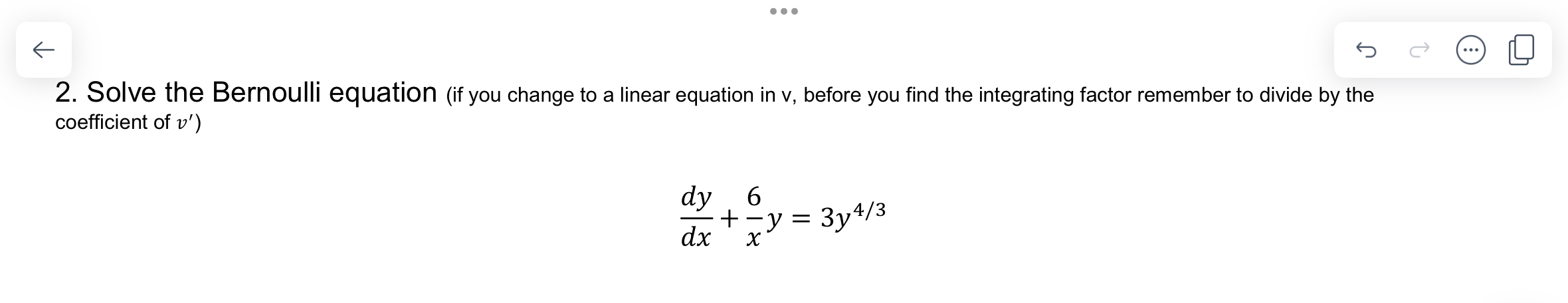 Solved Solve the Bernoulli equation (if you change to a | Chegg.com