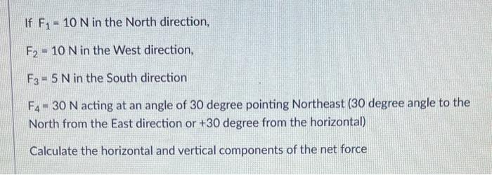 Solved If F1=10 N in the North direction, F2=10 N in the | Chegg.com