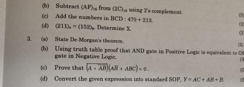 Solved 3. (b) Subtract (AF) 16 from (2C)16 using 2's | Chegg.com