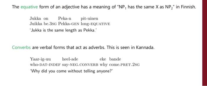 The following interlinear glosses are given for each | Chegg.com