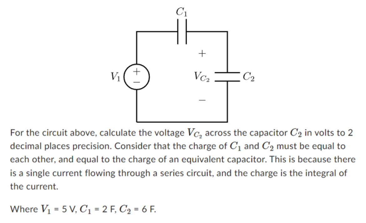 Solved For the circuit, calculate the voltage VC2 ﻿across | Chegg.com