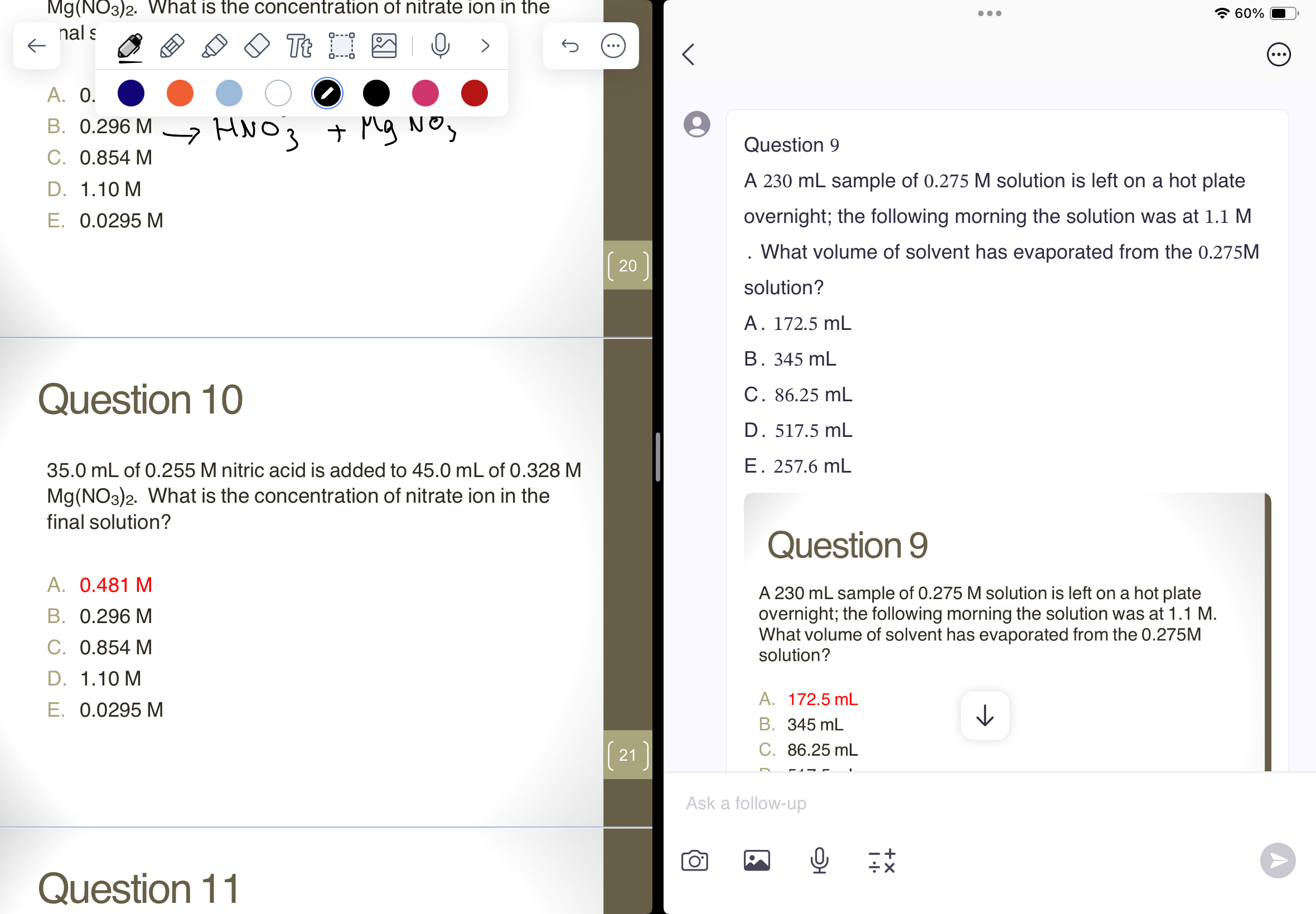 Solved Mg(NO3)2. ﻿What is the concentration of nitrate ion | Chegg.com
