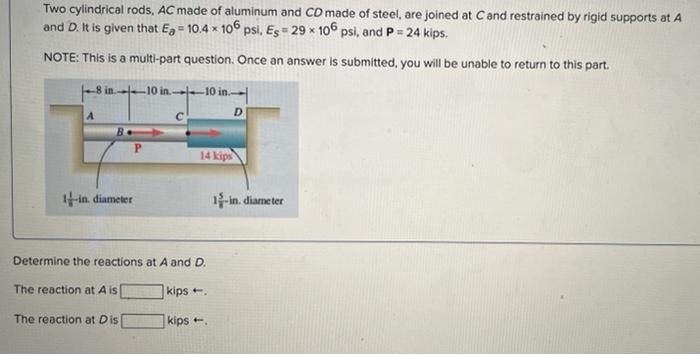 [Solved]: Two cylindrical rods, ( A C ) made of aluminum