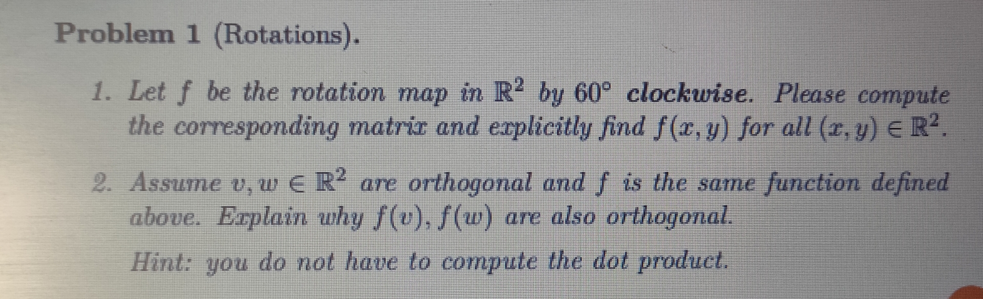 Solved Advance MathProblem 1 (Rotations).Let f ﻿be the | Chegg.com