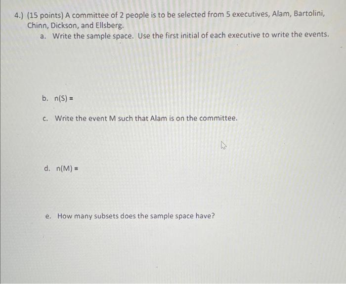 Solved 4.) (15 points) A committee of 2 people is to be | Chegg.com