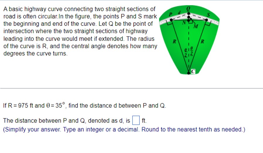 Solved A basic highway curve connecting two straight | Chegg.com