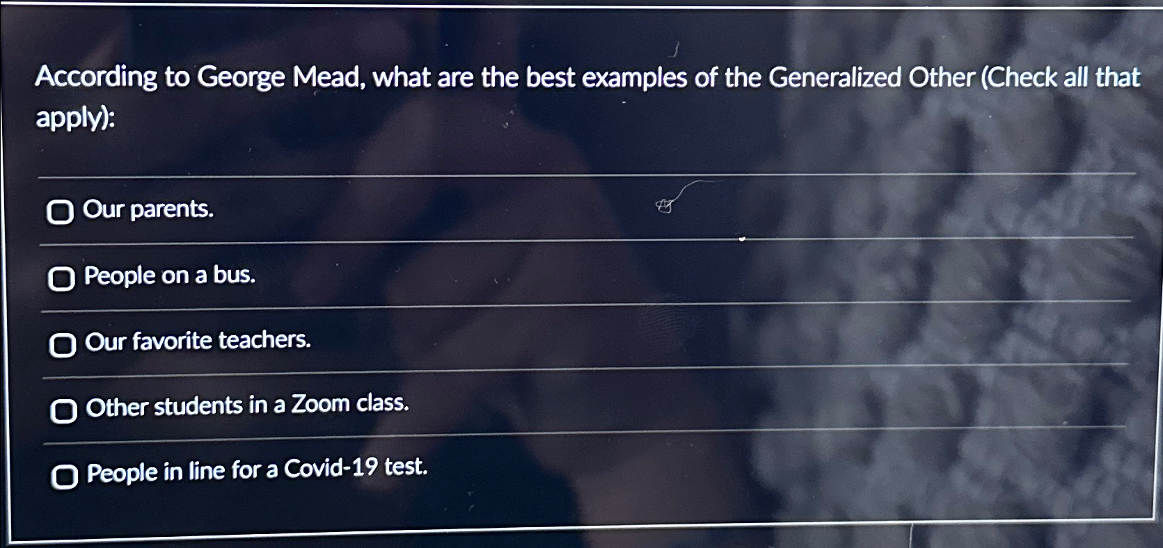 Solved According to George Mead, what are the best examples | Chegg.com