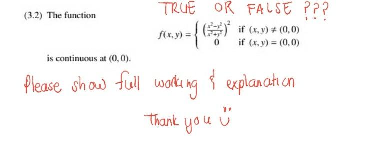Solved (3.2) The function TRUE OR FALSE??? | Chegg.com