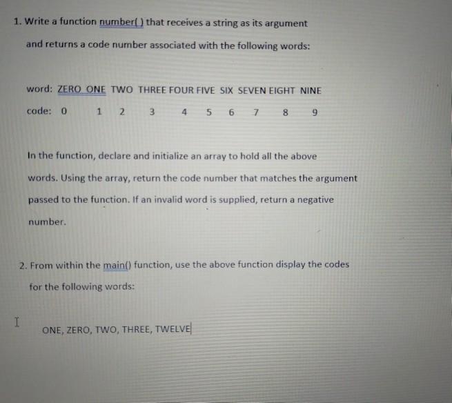 Solved 1. Write a function number) that receives a string as | Chegg.com