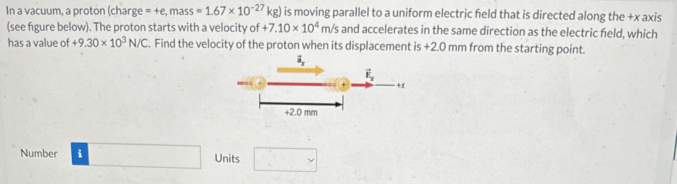 Solved In a vacuum, a proton (charge =+e, ﻿mass | Chegg.com
