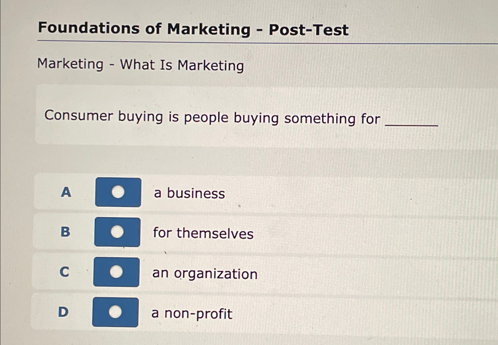Solved Foundations of Marketing - ﻿Post-TestMarketing - | Chegg.com