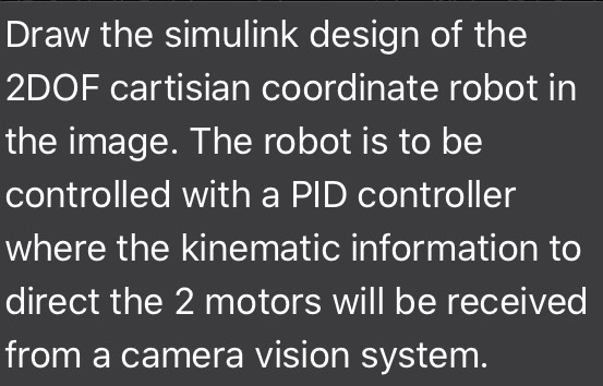 Draw the simulink design of the 2DOF cartisian | Chegg.com