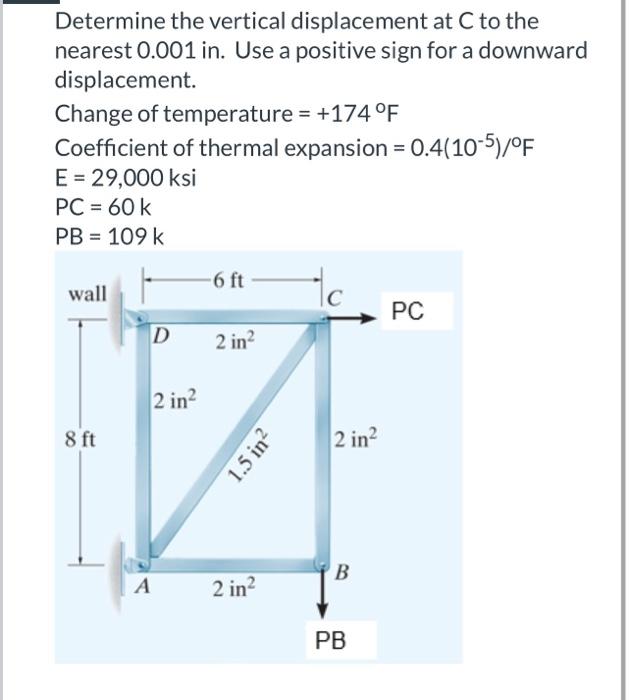 Determine the vertical displacement at C to the | Chegg.com
