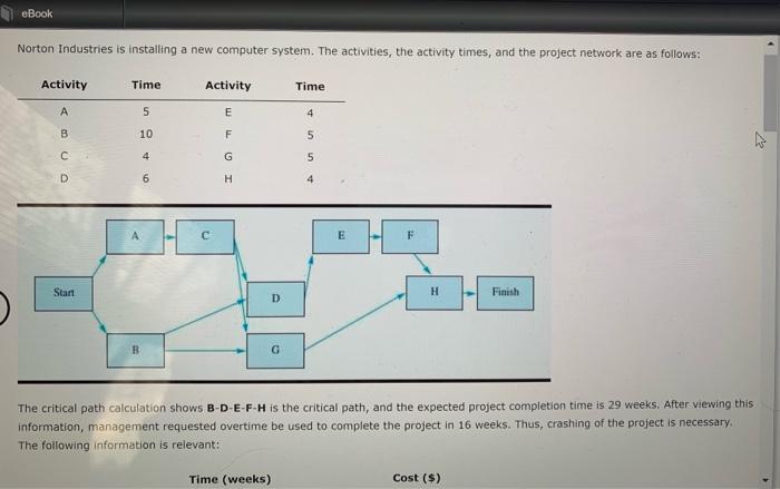 Solved eBook Norton Industries is installing a new computer | Chegg.com
