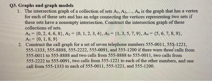 Solved Q3 Graphs And Graph Models 1 The Intersection Graph