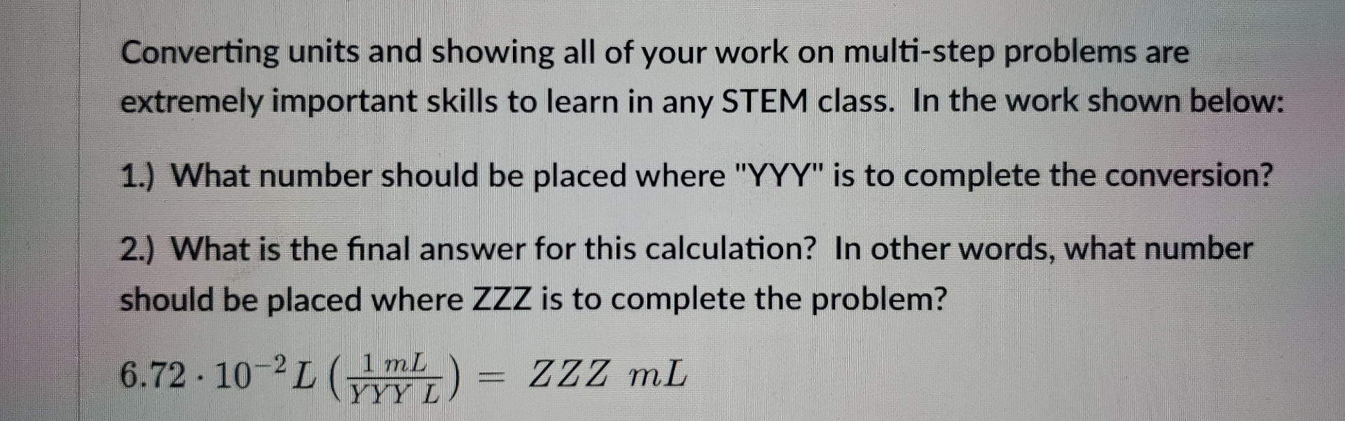 Solved Converting units and showing all of your work on | Chegg.com
