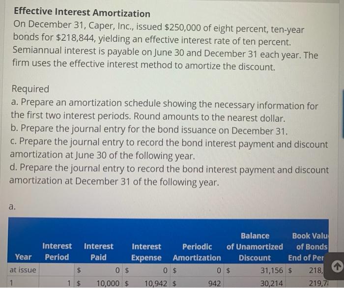 Solved Effective Interest Amortization On December 31, | Chegg.com