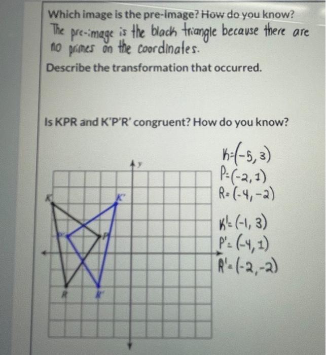 Solved The Which image is the pre-image? How do you know? | Chegg.com