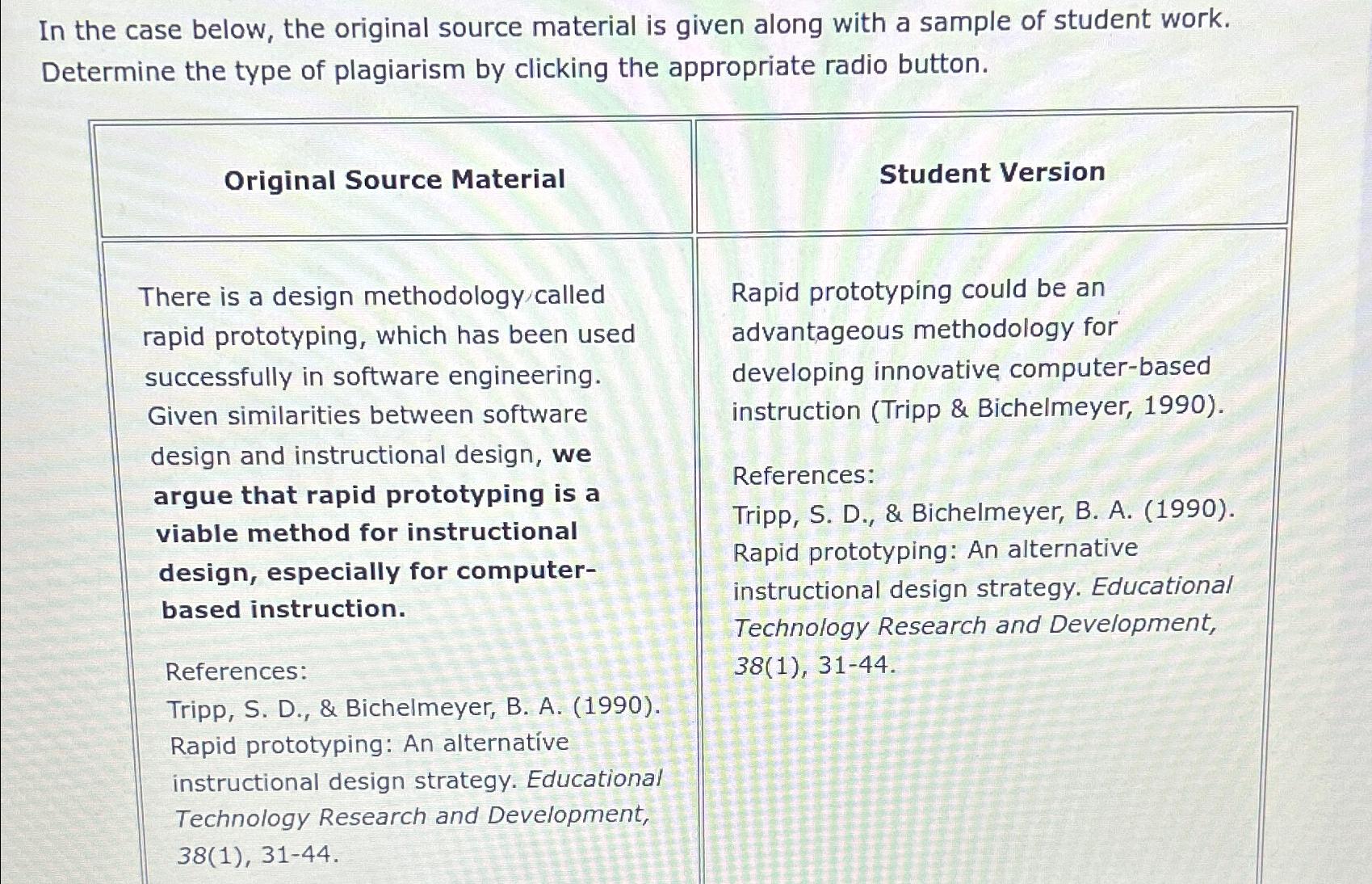 Solved In the case below, the original source material is | Chegg.com