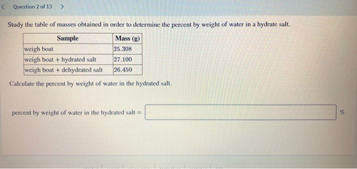 Solved Study the table of masses | Chegg.com