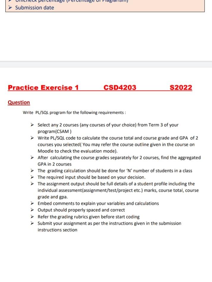 Solved Submission date Practice Exercise 1 Question CSD4203 | Chegg.com