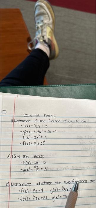 Solved Exam \#2 Review 1) Determine if the function is one | Chegg.com