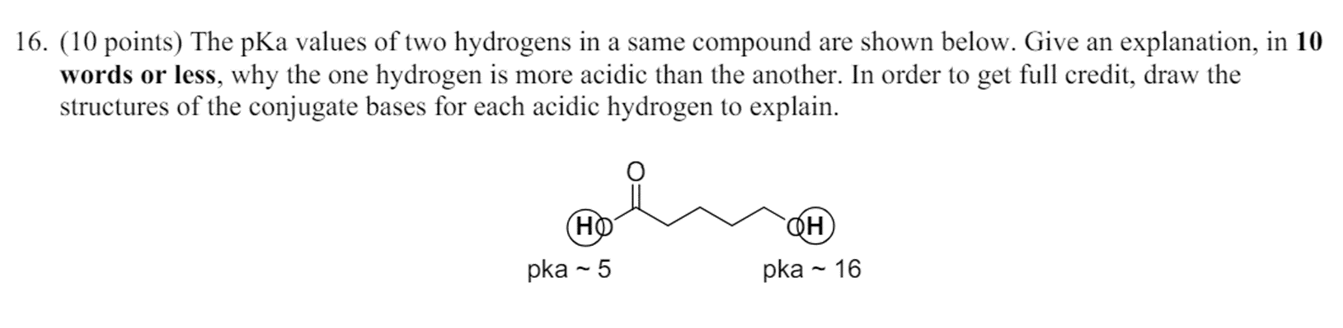 Solved (10 ﻿points) ﻿The pKa values of two hydrogens in a | Chegg.com