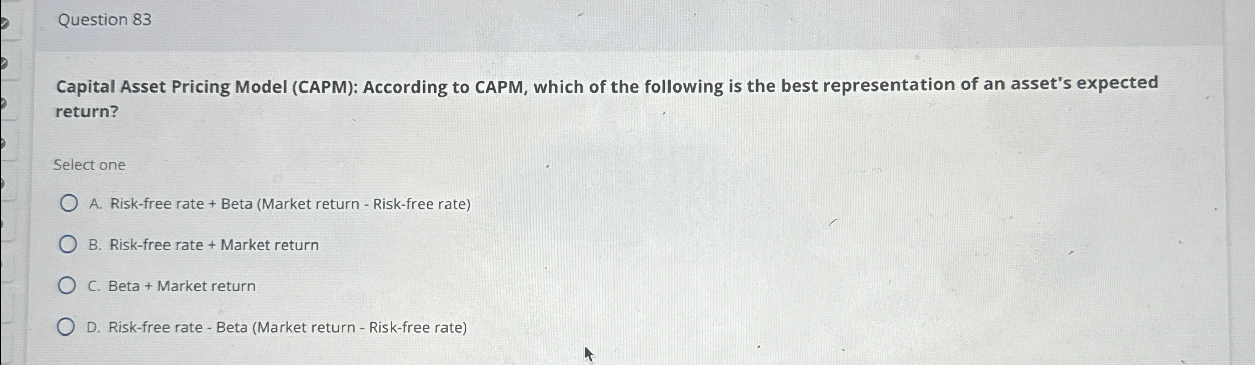 Solved Question 83Capital Asset Pricing Model (CAPM): | Chegg.com