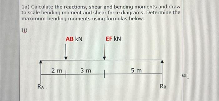 1a) Calculate the reactions, shear and bending | Chegg.com