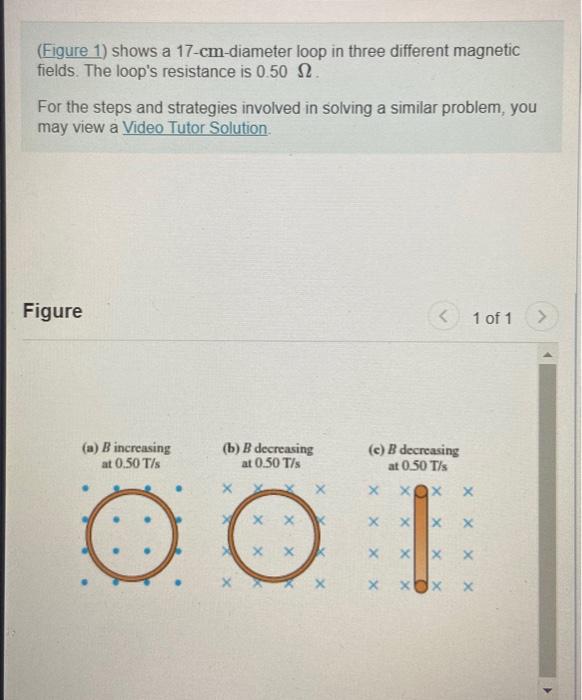 Solved (Figure 1) shows a 17-cm-diameter loop in three | Chegg.com