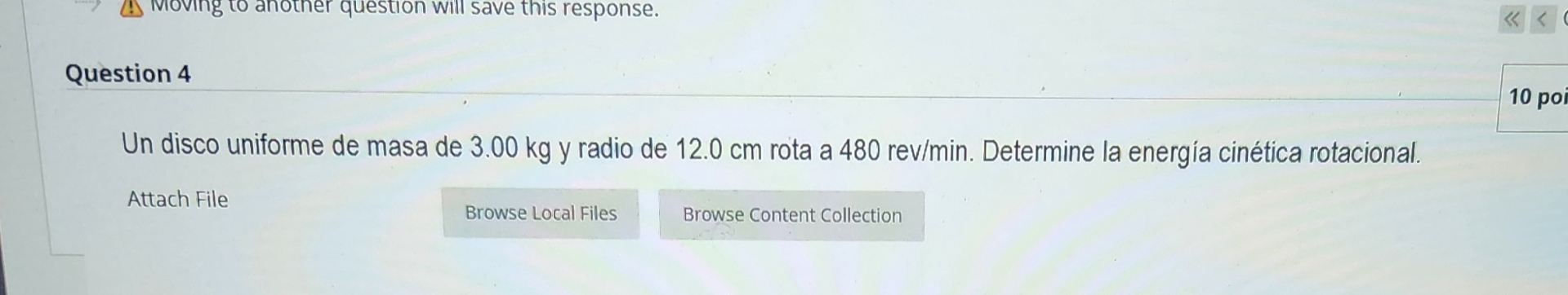 Solved Question 4Un disco uniforme de masa de 3.00 ﻿kg y | Chegg.com