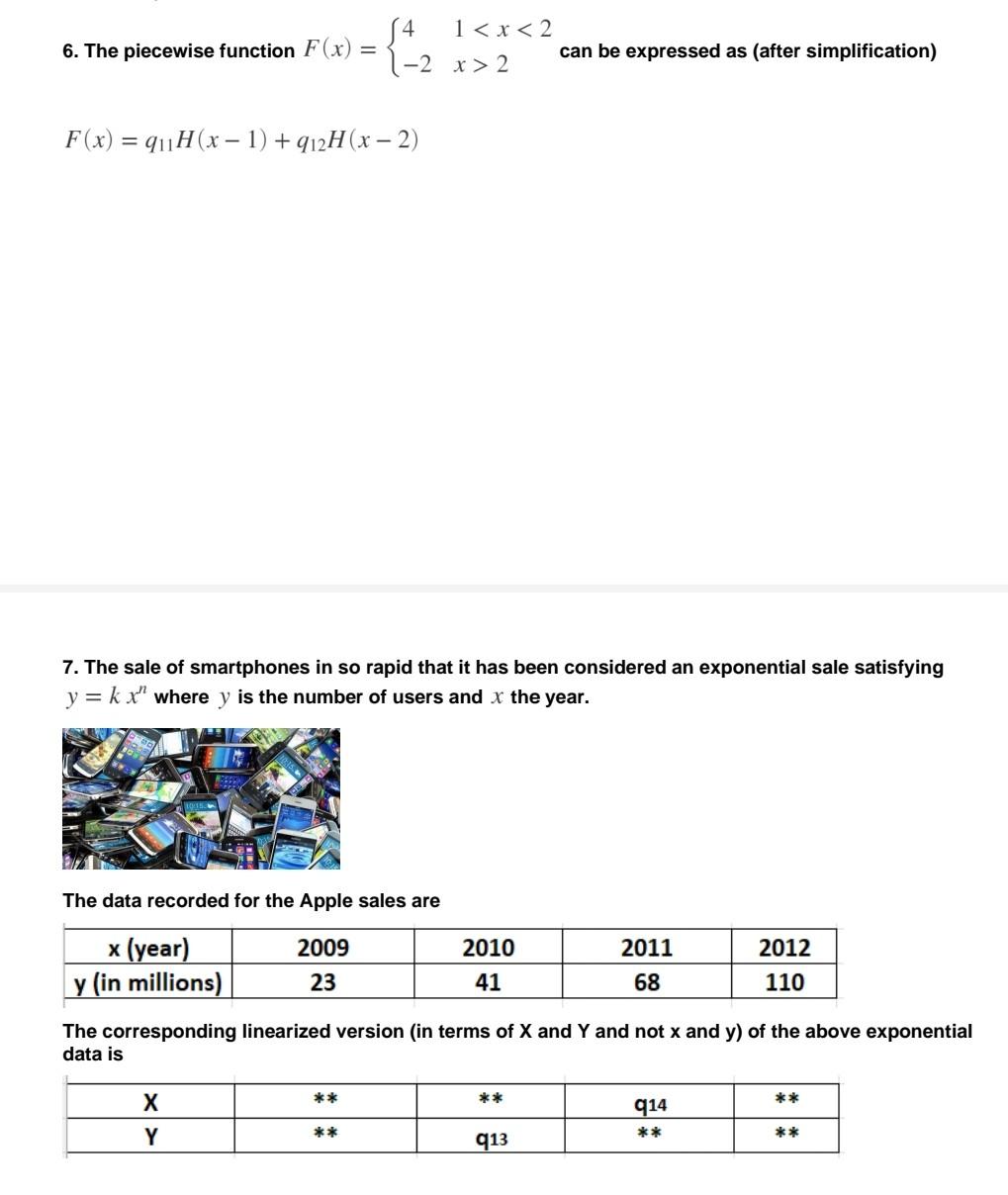 Solved 12 6. The piecewise function F(x) = can be expressed | Chegg.com