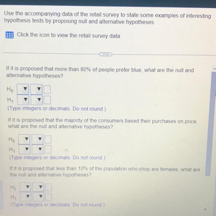 Solved Use the accompanying data of the retail survey to | Chegg.com