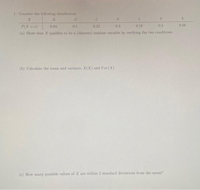 Solved 1. Consider the following distribution (a) Show that | Chegg.com