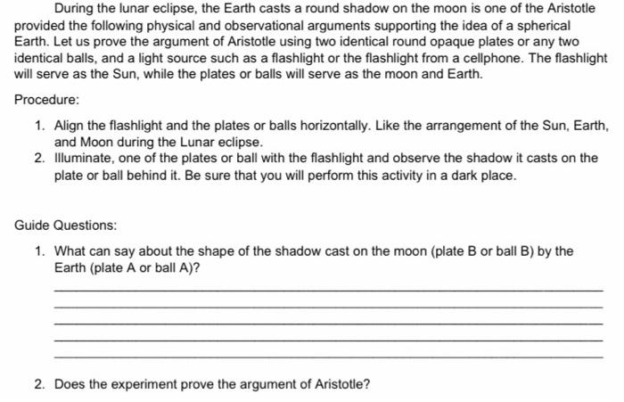 Solved During the lunar eclipse, the Earth casts a round | Chegg.com