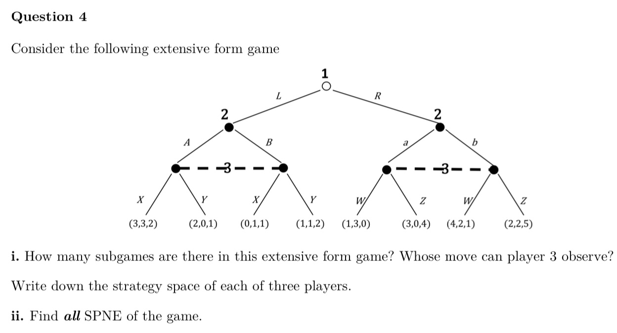 Solved Question 4Consider the following extensive form | Chegg.com