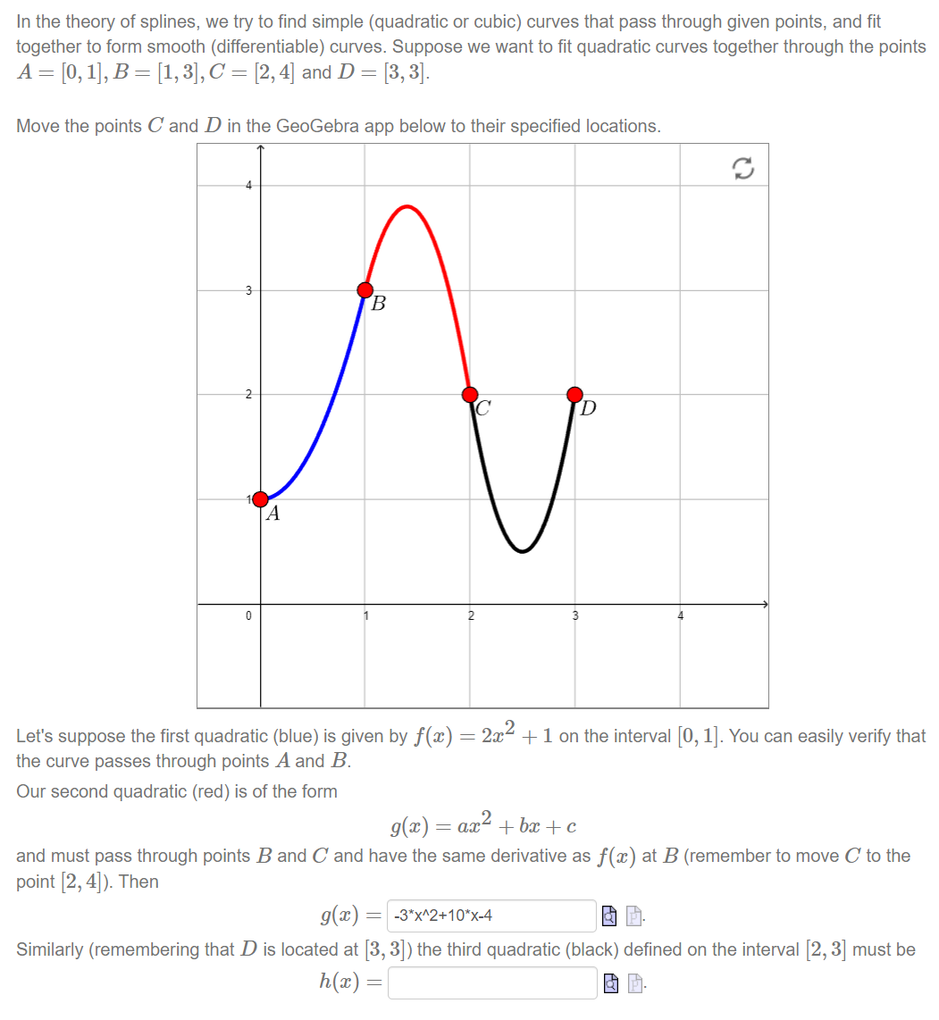 Solved In the theory of splines, we try to find simple | Chegg.com