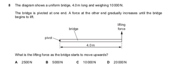Solved 8 The diagram shows a uniform bridge, 4.0 m long and | Chegg.com