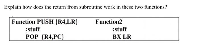 Solved Explain how does the return from subroutine work in | Chegg.com