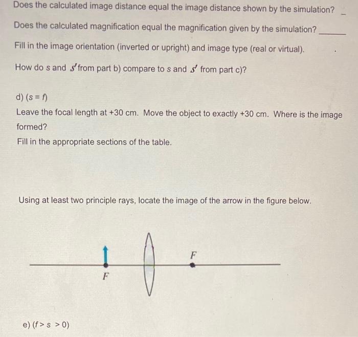 Solved Does the calculated image distance equal the image | Chegg.com