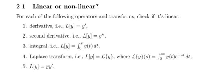 Solved 2.1 Linear or non-linear? For each of the following | Chegg.com
