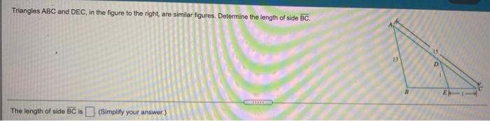 Solved Triangles ABC and DEC, in the figure to the right, | Chegg.com