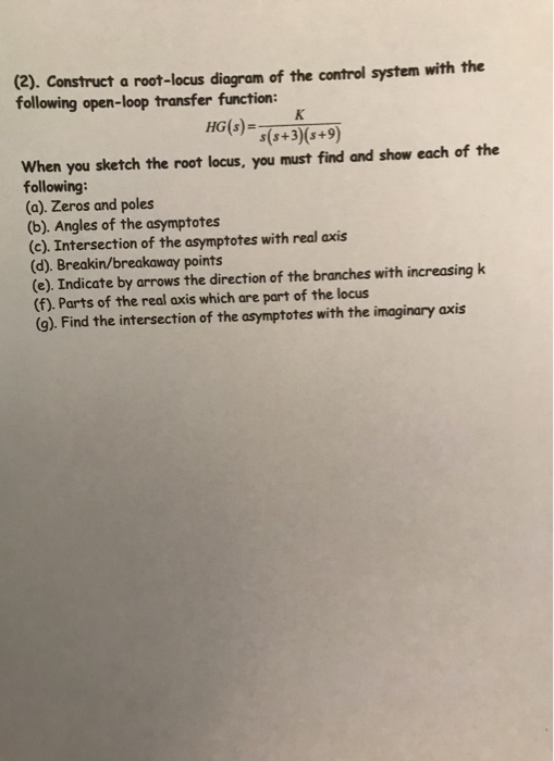 Solved (2). Construct a root-locus diagram of the control | Chegg.com