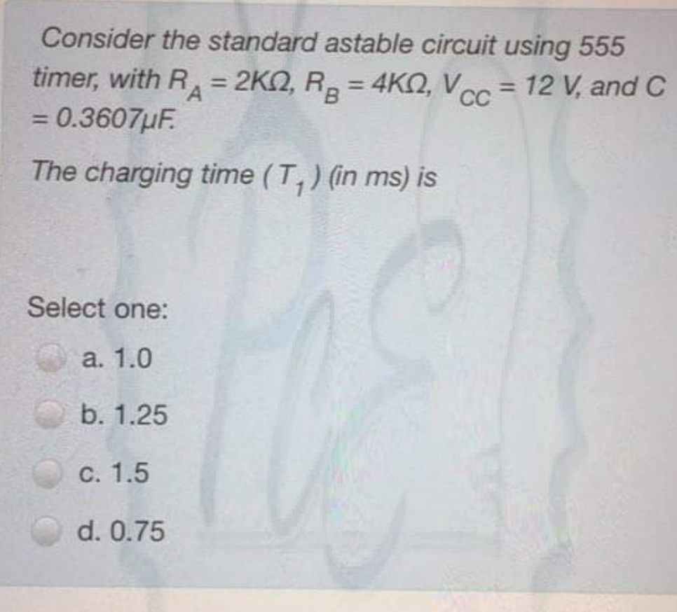 Solved Consider the standard astable circuit using 555 | Chegg.com