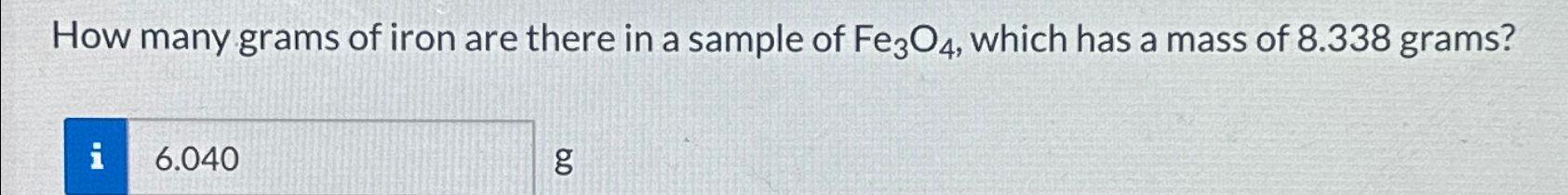 Solved How many grams of iron are there in a sample of | Chegg.com